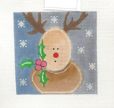 Ditto Modern Rudolph Reindeer Christmas Handpainted Needlepoint Canvas ...