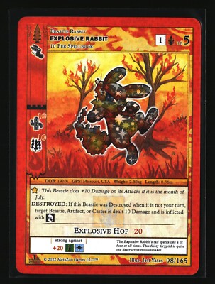 MetaZoo EXPLOSIVE RABBIT 98/165 Reverse Holo (Wilderness 1st Ed) NM ...