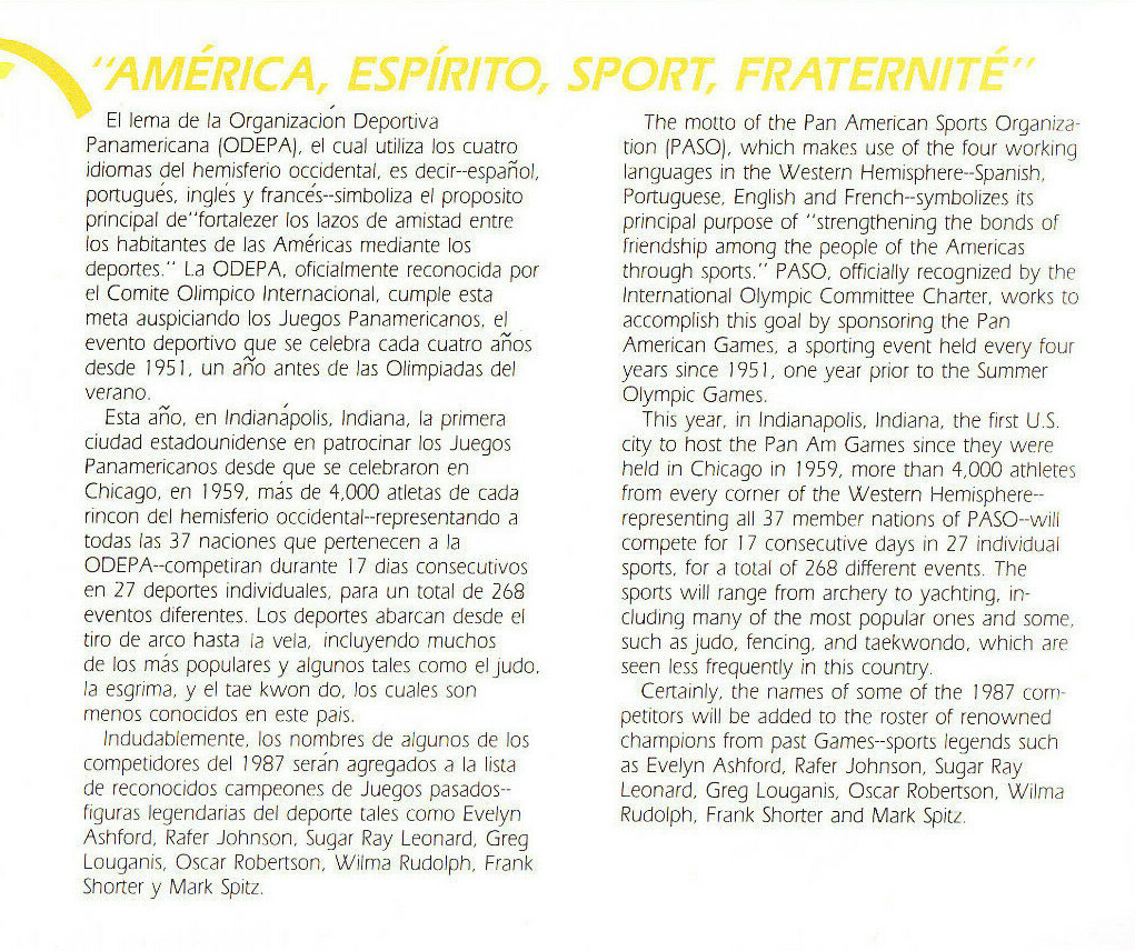 USPS First Day of Issue Souvenir Folder #2247 Pan American Games block ...