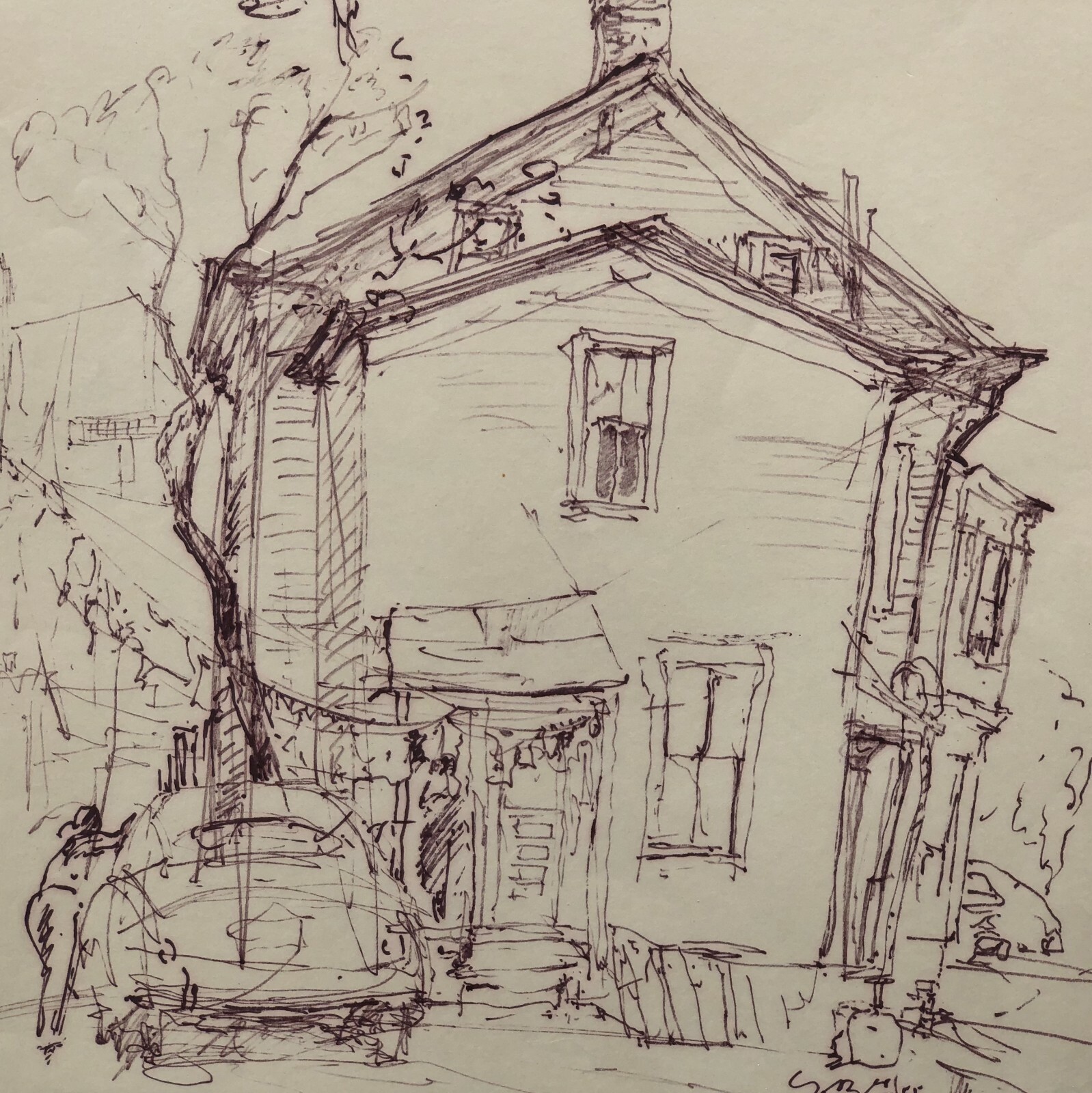 Line Art Old House
