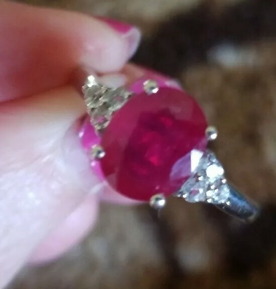 Niassa Ruby Ring Platinum Sterling Silver TCW 3.650 Nickel Free SZ 10 ...