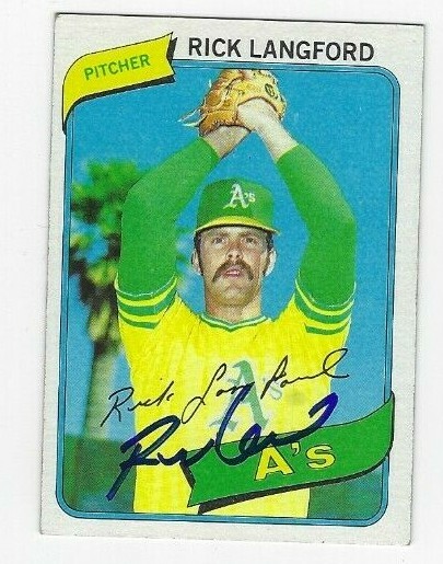 Rick Langford Autographed 1980 Topps Signed Baseball Card #546 ...