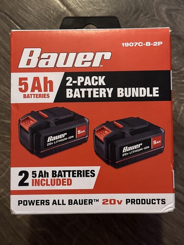 BAUER 20V 5 Ah Lithium-Ion 2 pack Battery Bundle 1907C-B-2P Item ...