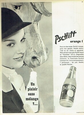 publicité Advertising 1123 1957 Pschitt soda orange cheval équitation ...