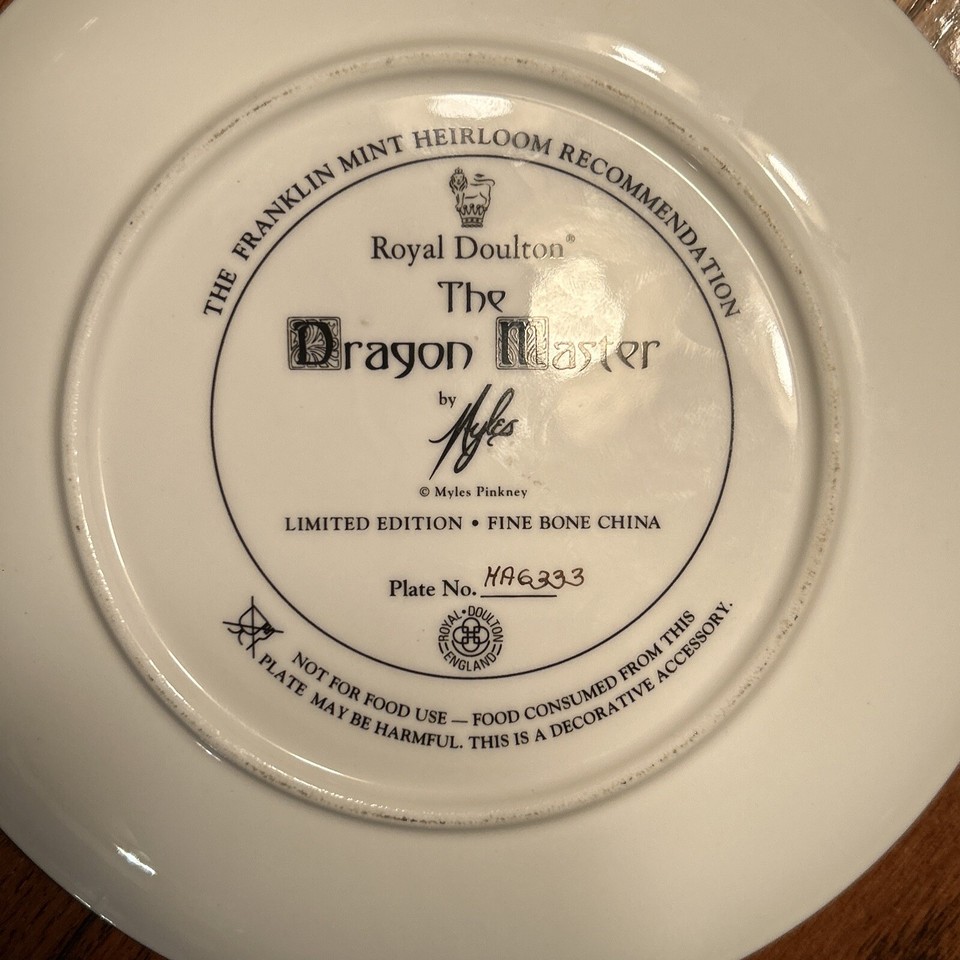 The Dragon Master Royal Doulton Plate Franklin Mint Myles Pinkney ...