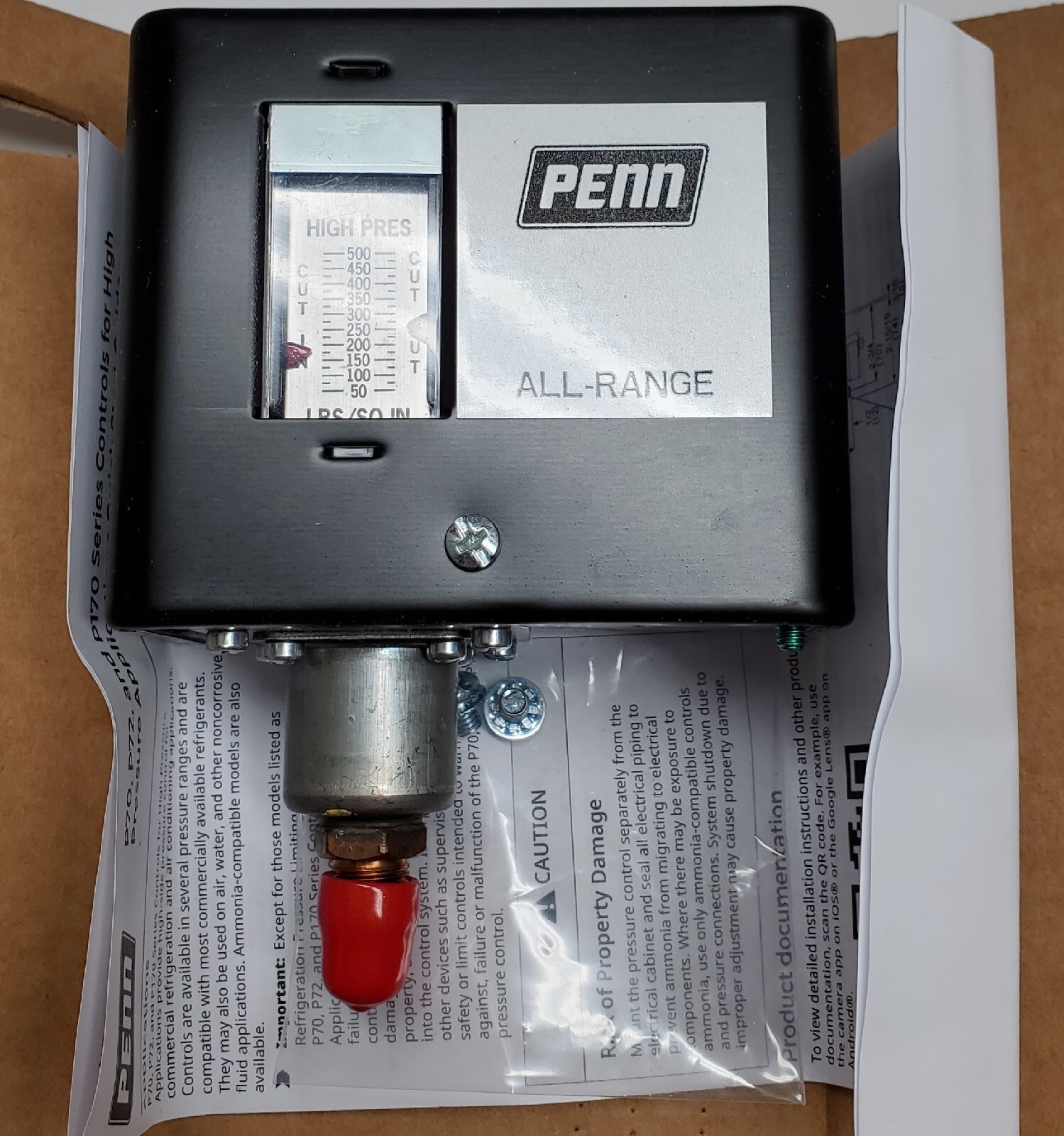 Johnson Controls P70CA-2C Penn 1/4” Male 50-450 SPST Open High Pressure ...