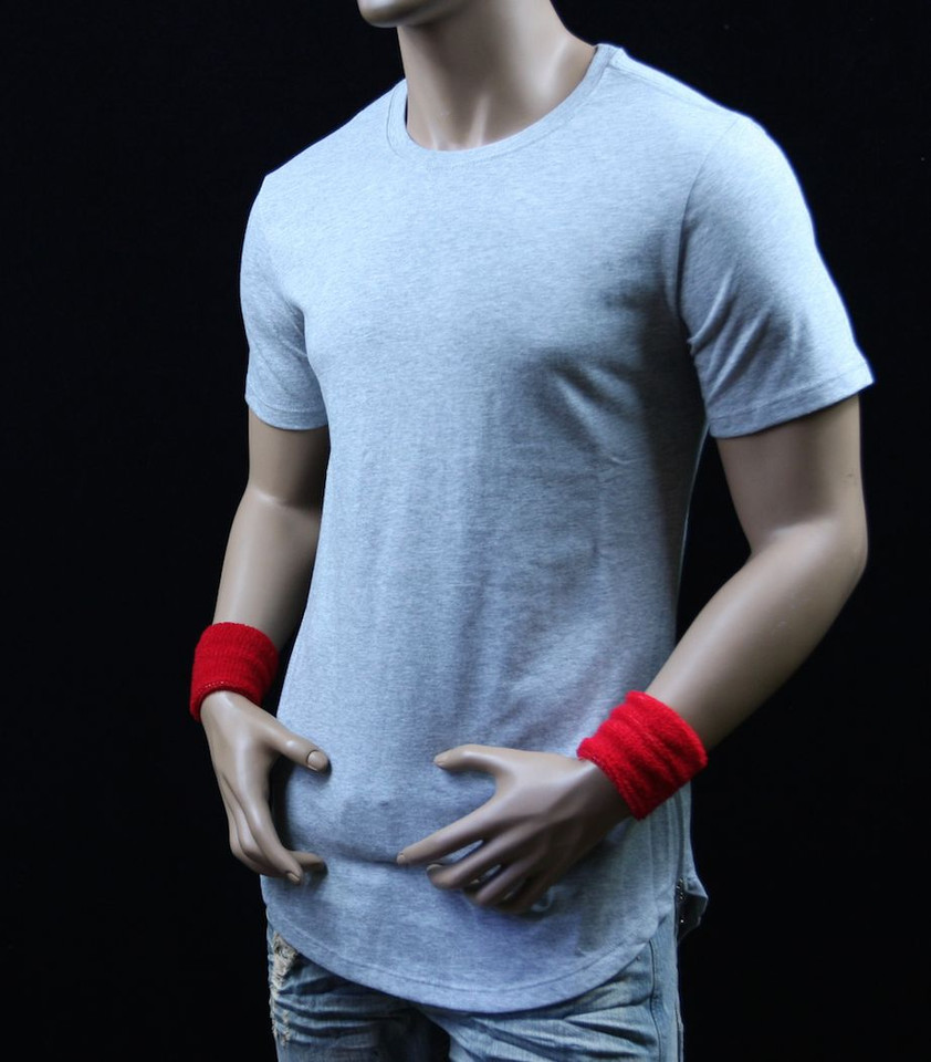 Mens T-Shirt Long Extended Casual Hip Hop Crew Neck Fashion Casual Tee ...