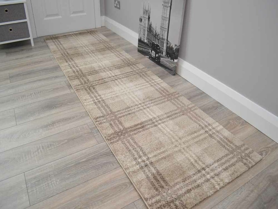 Tartan Living Room Rugs Modern Tweed Soft Long Runners Extra Large ...