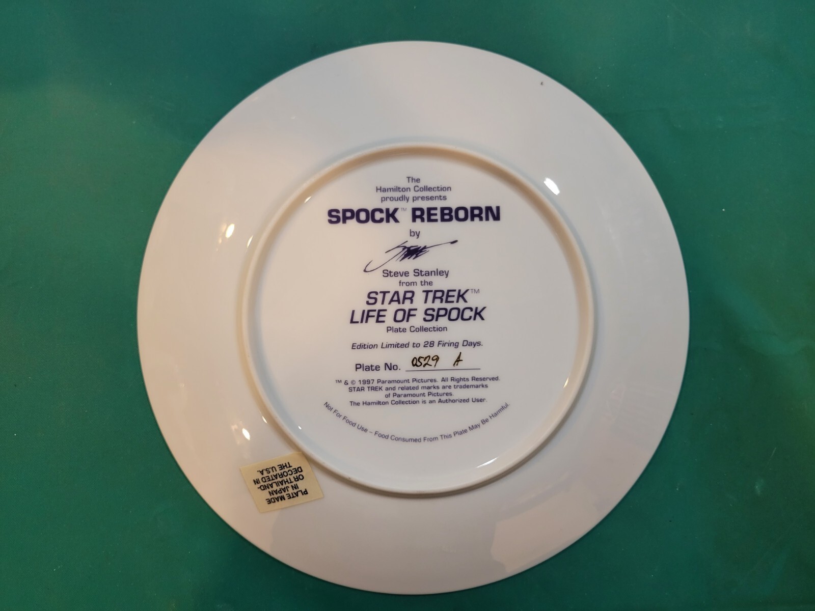 RARE STAR TREK LIFE OF SPOCK - SPOCK REBORN 8" PLATE | eBay
