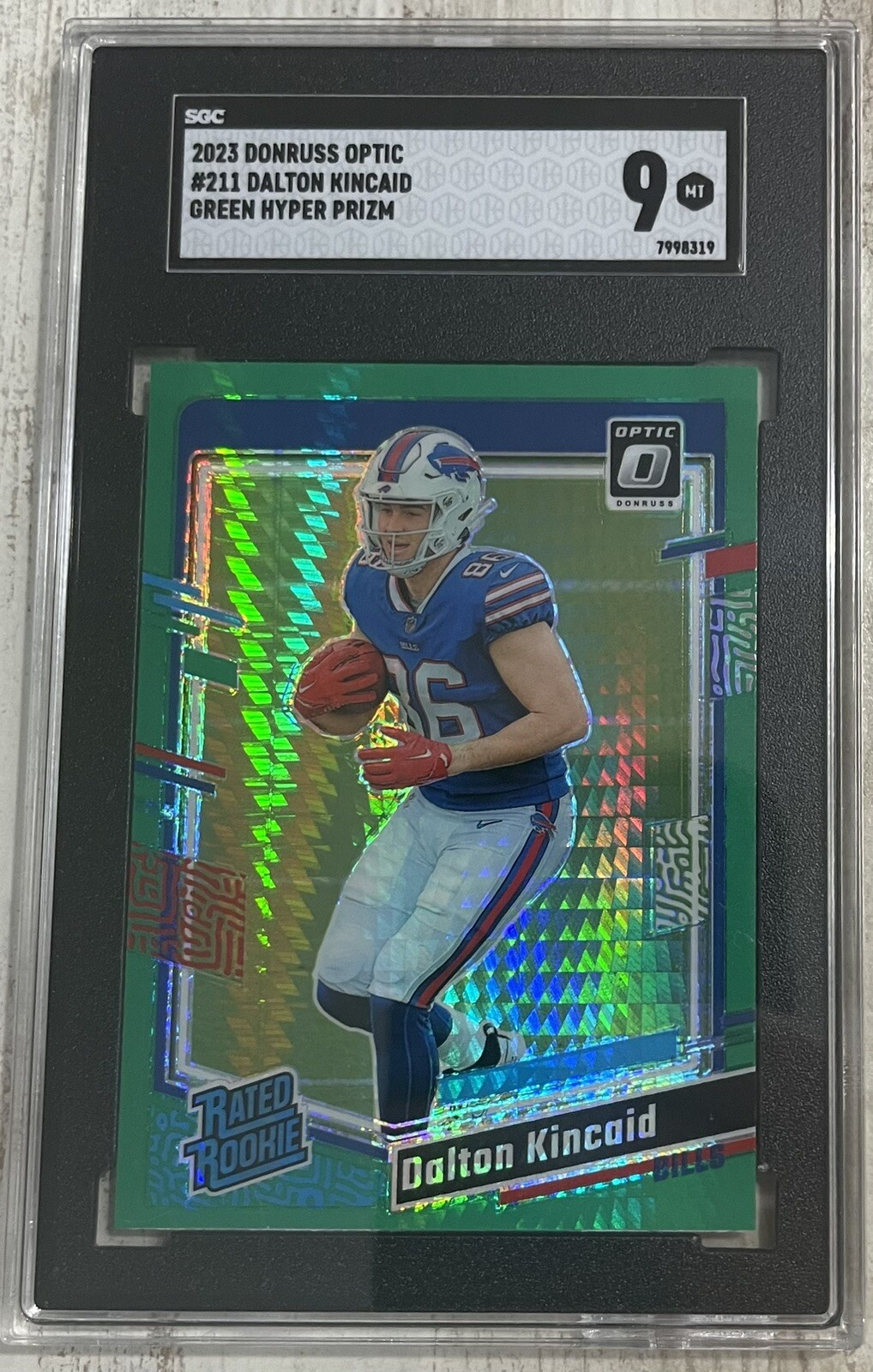 Dalton Kincaid GREEN HYPER PRIZM 2023 Donruss Optic #211 Rated Rookie ...