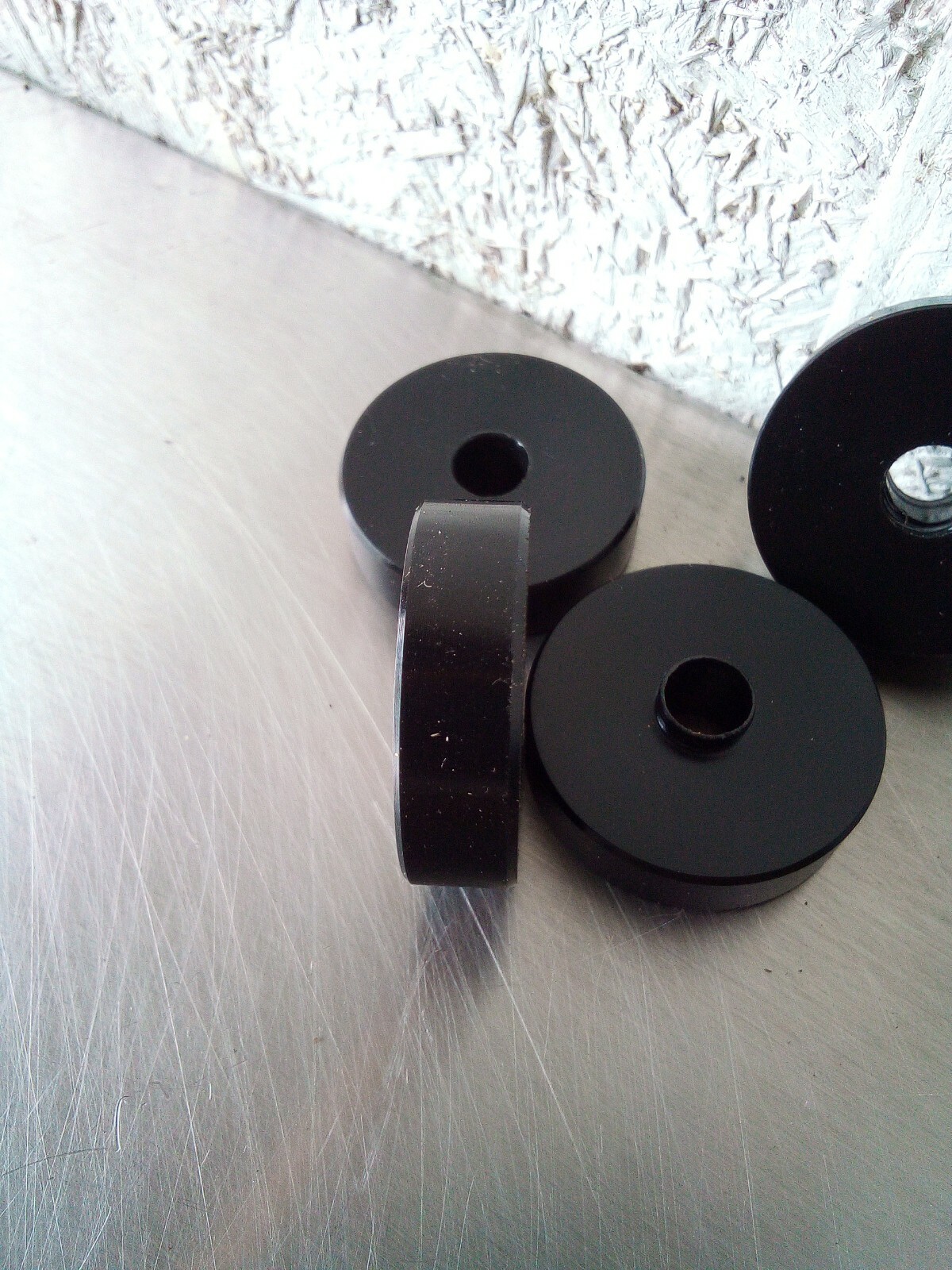Four Black Nylon Acetal spacer, bush, insulator, trim. 25mmx 7mmx 6mm ...
