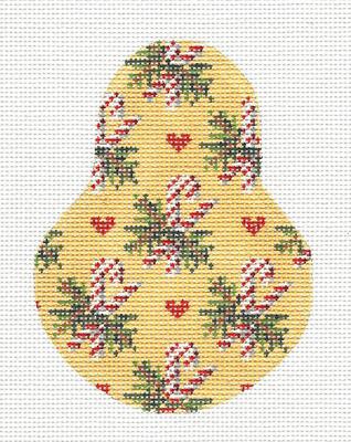 Candy Canes on Pear & STITCH GUIDE handpaint Needlepoint Ornament by ...