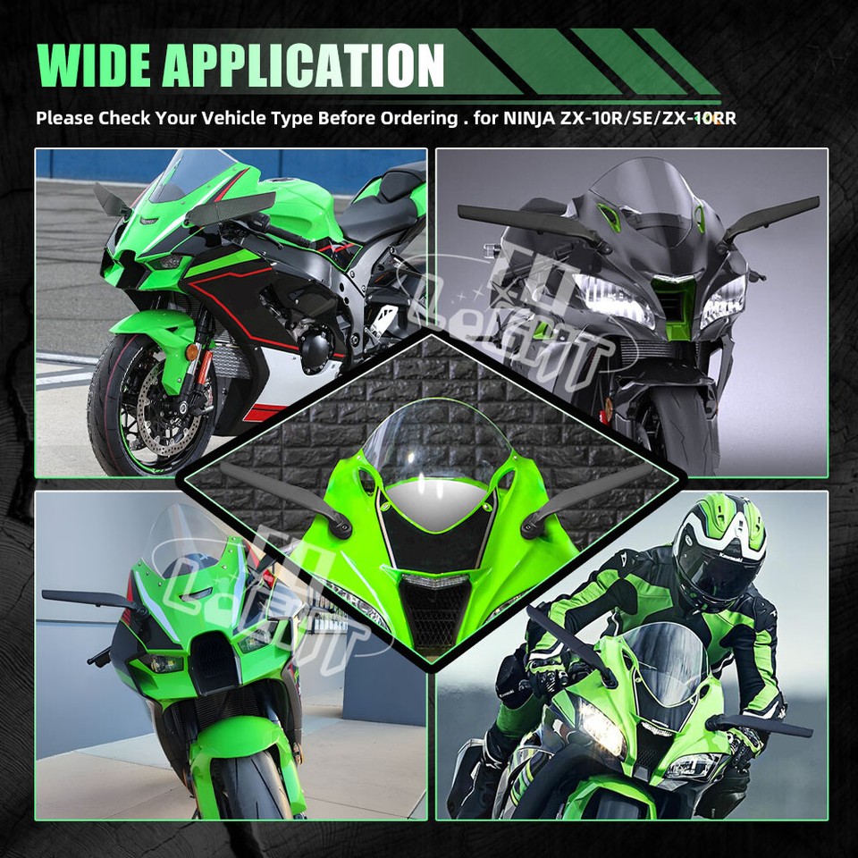 For KAWASAKI NINJA ZX6R ZX10R Enlarged Mirror Winglet Wind Motorcycle ...