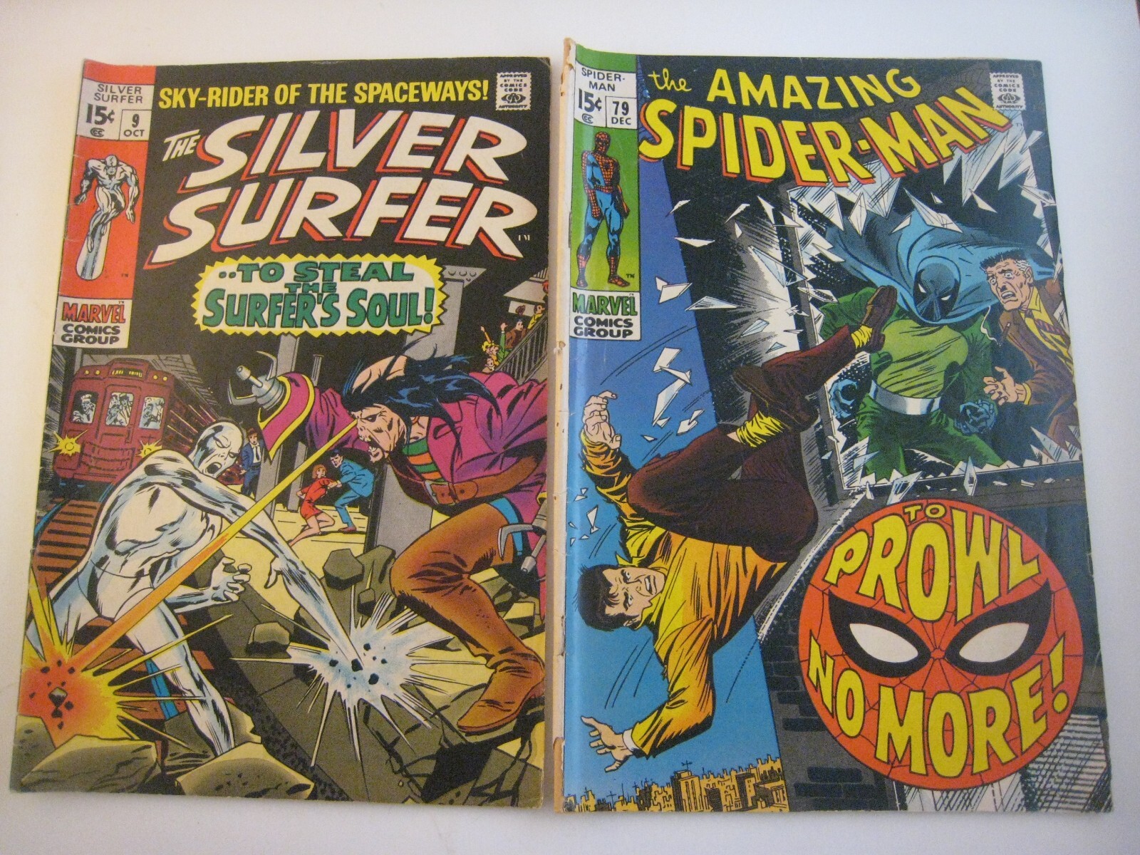 SILVER AGE MARVEL COMIC LOT OF 6, SILVER SURFER, SPIDERMAN, HULK, THOR ...