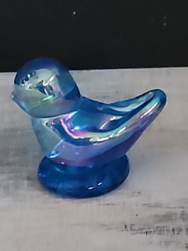 Vtg Art Glass Bird Rainbow Iridescent Cobalt Bluebird of Happiness ...