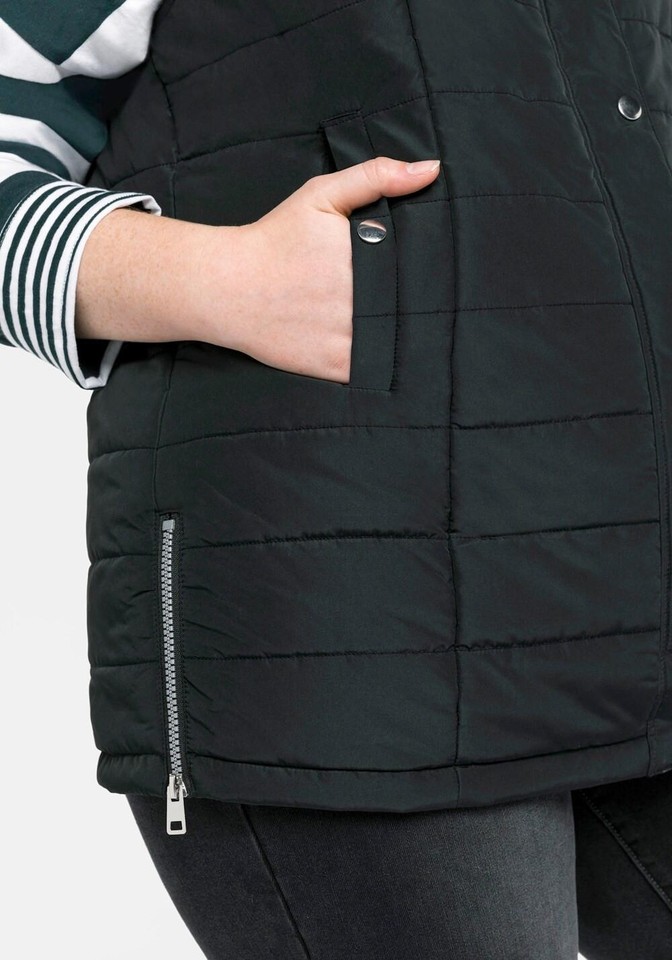 sheego Damen Weste Steppweste mit Stehkragen Gr. 50 schwarz | eBay.de