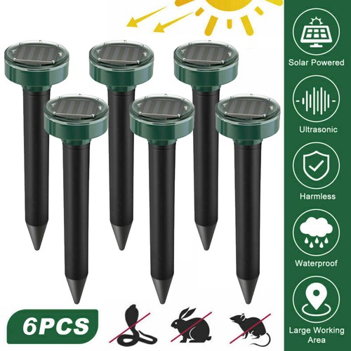 8X Solar Powered Ultrasonic Mole Deterrent Fox Pest Repellent Scarer ...