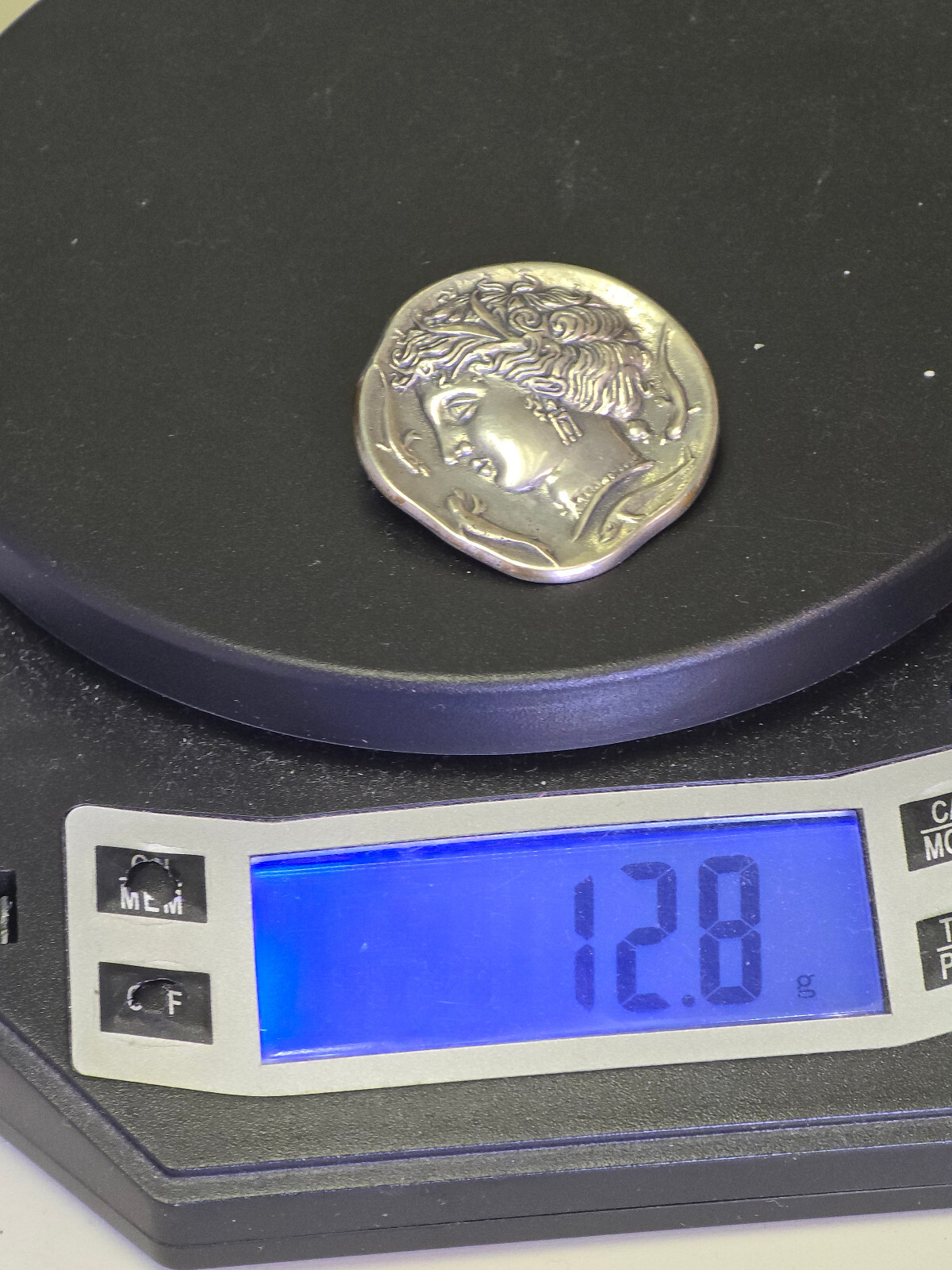 FABULOUS ONE OF A KIND 19 c GERMAN 835 SILVER EMBOSSED GREEK COIN PIN ...