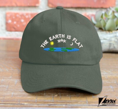 THE EARTH IS FLAT EMBROIDERED LOW PROFILE ADJUSTABLE BASEBALL CAP FLAT ...