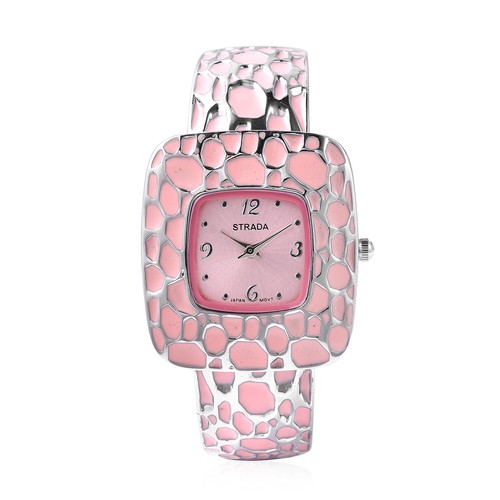STRADA Cuff Watch Women's Stainless Steel Pink SPLASH WATER RESISTANT ...