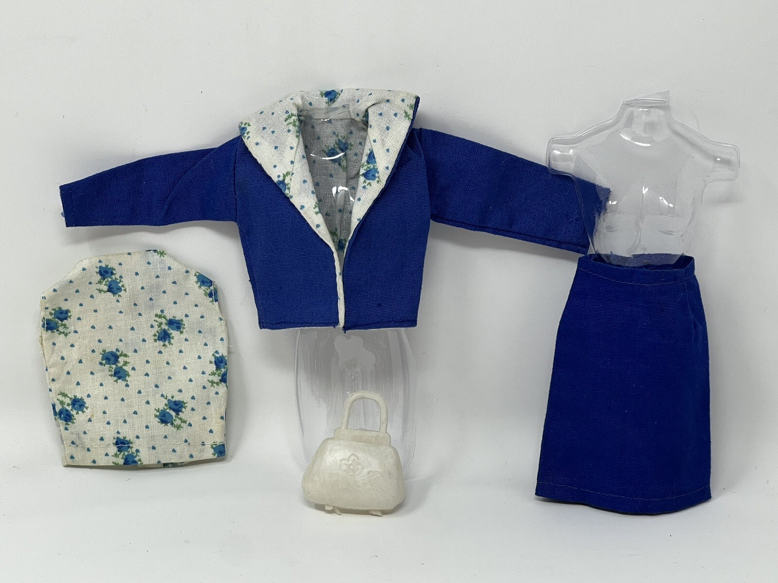 Vintage Barbie Clothes Babs Clone Doll Outfit BLUE Rosebuds SUIT Jackie ...