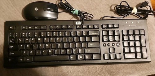 HP Keyboard Wired USB PR1101U Black & MOUSE M-U0009 Hp1 Preowned | eBay