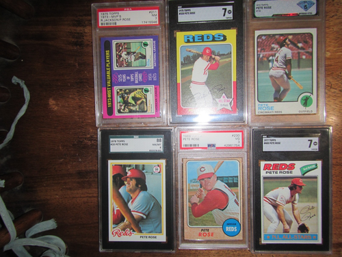 Pete Rose Graded Card Lot of 6 Vintage PSA SGC DSG 1 3VG, 1 5EX, 3 7NM ...