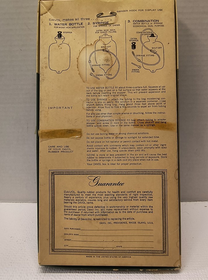 Vintage Davol Rubber Company Petal Hot Water Bottle W/ Box and ...