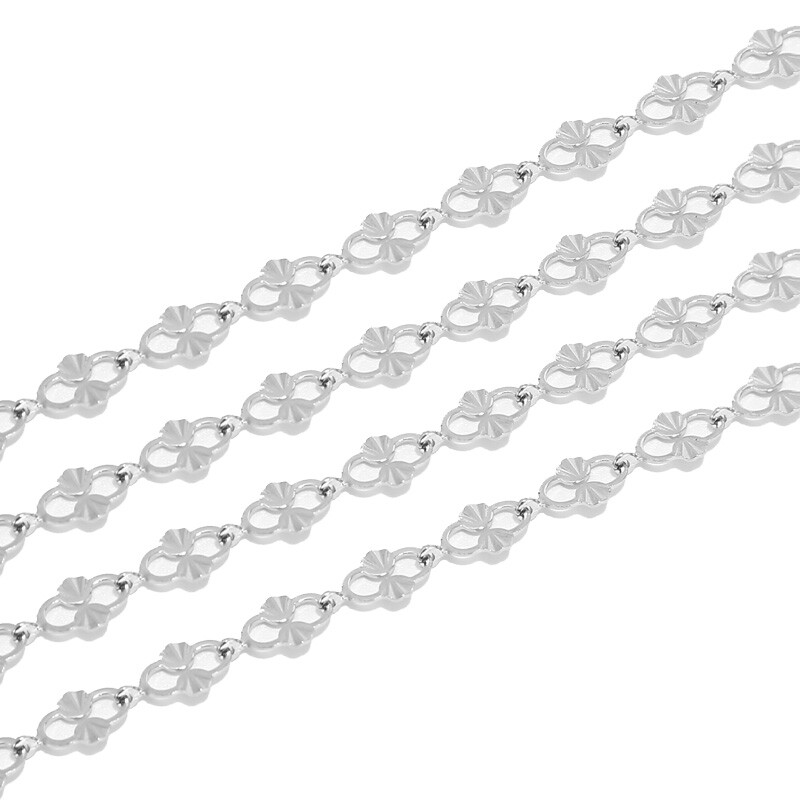 5meters Silver tone Stainless Steel Hollow Flower Textured Chain ...
