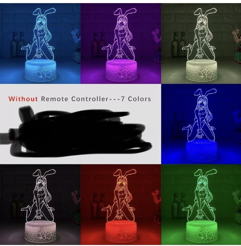 Acrylic Led Night Light Waifu Mai Sakurajima USB 3D Lamp Home Bedroom ...