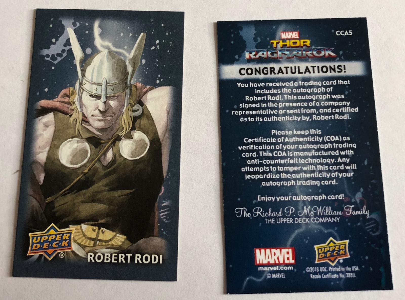 2018 Upper Deck Thor Ragnarok Mini Robert Rodi Autograph #CCA5 | eBay