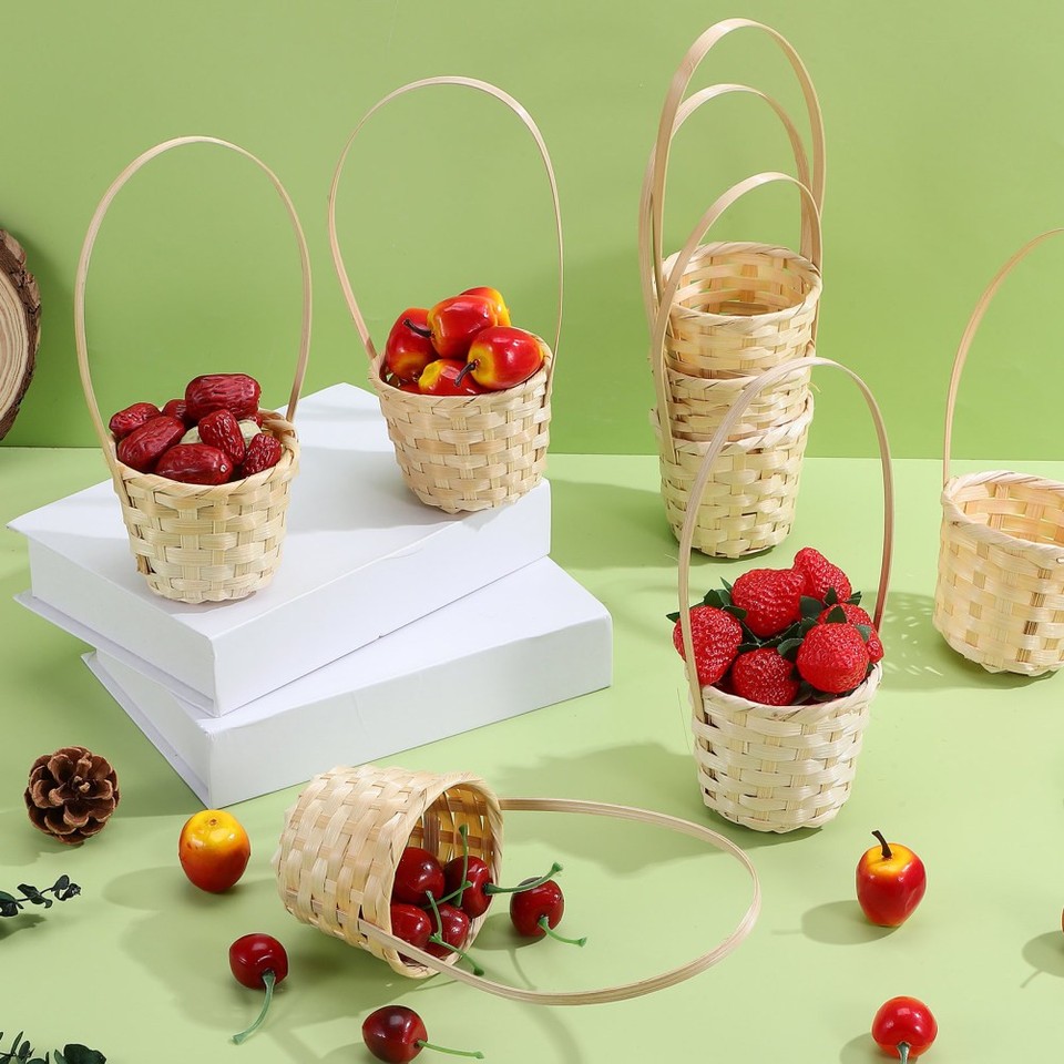8 Pcs Event Decor Baskets with Handles Woven Picnic for Organizing Cute ...