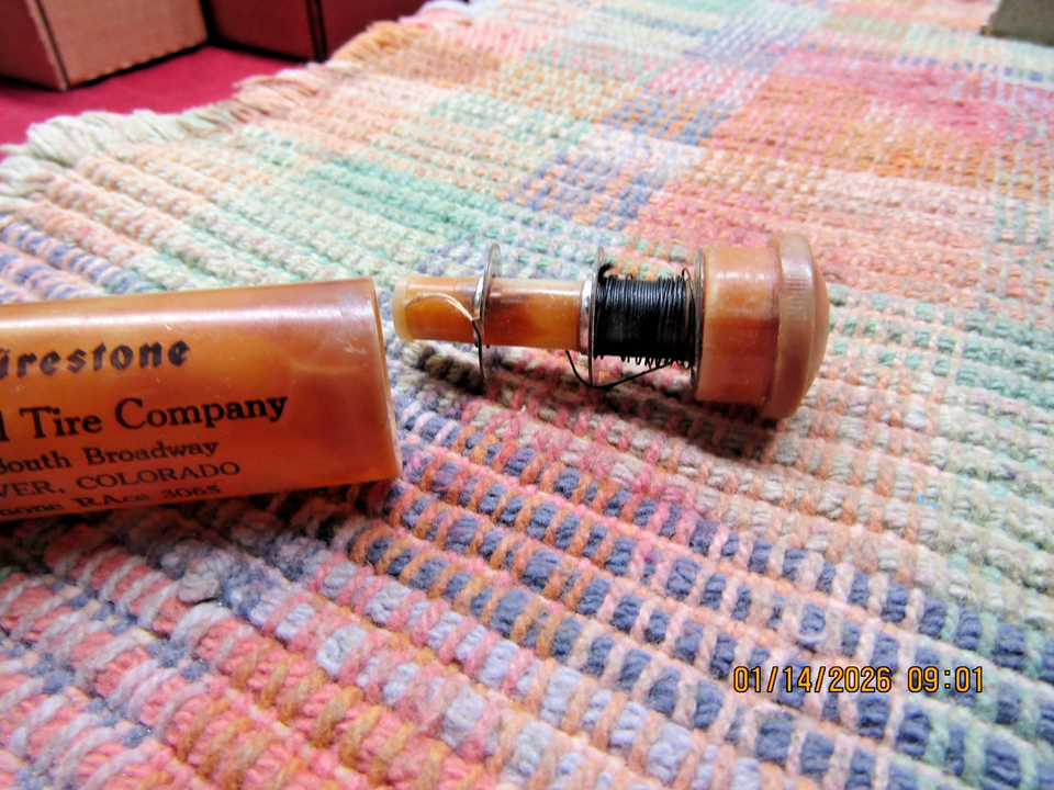 VINTAGE ADV FIRESTONE STANDARD TIRE CO. BAKELITE SEWING KIT TUBE !! | eBay