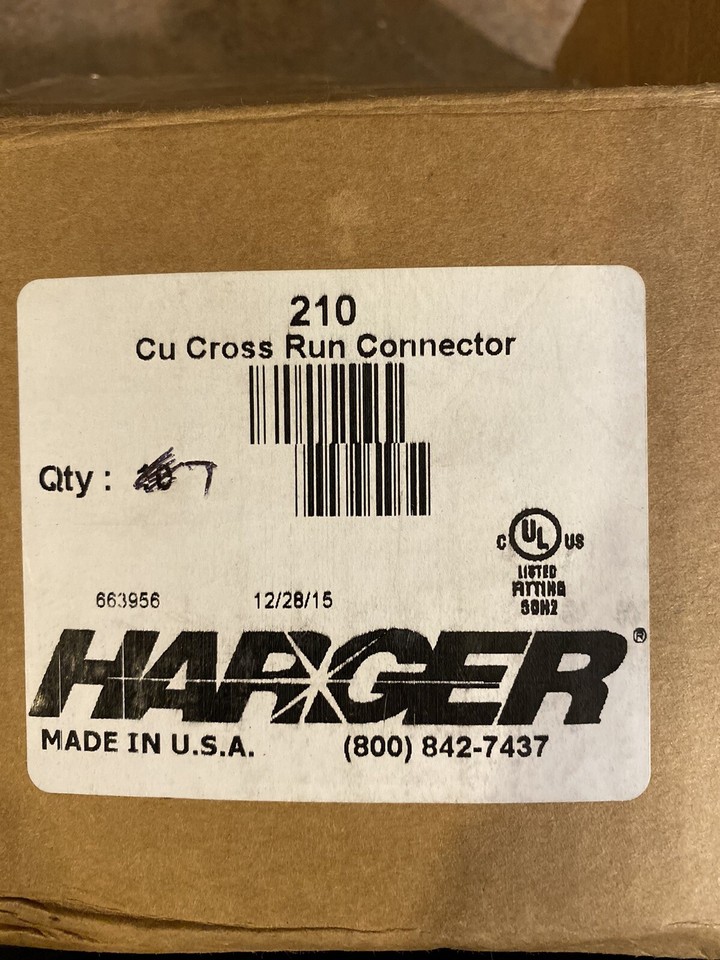 BOX of 7 - HARGER 210 COPPER CROSS RUN CONNECTOR | eBay