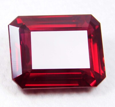 Certified 64.60 Ct Natural Mozambique Blood Red Ruby Emerald Cut Loose ...