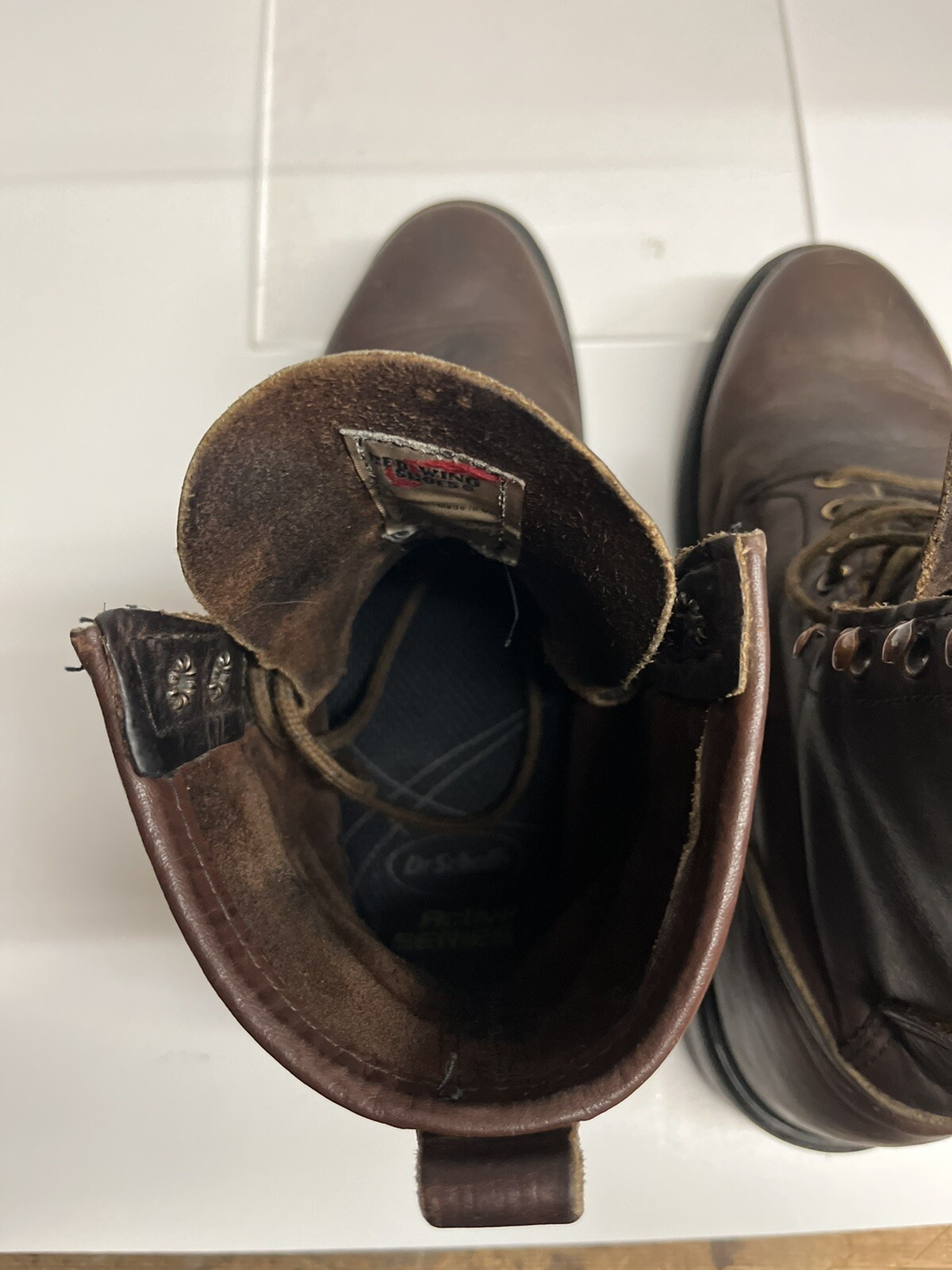 RED WING 931 LOGGER RACE UP BOOTS SZ 9 D MENS LEATHER MADE IN USA ...