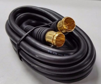 6' Ft RG59 Push-On Quick Connect Black Coaxial Cable Gold Plated F ...