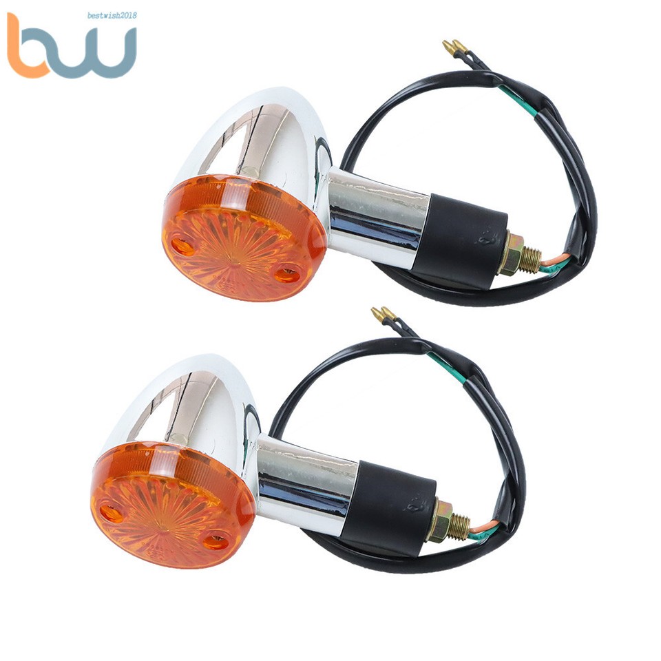 2x Amber Chrome Bullet Front Rear Motorcycle Turn Signal Blinker ...