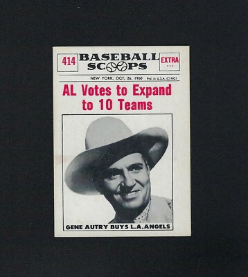1961 Nu-Card Baseball Scoops #414 GENE AUTRY Angels No Creases | eBay