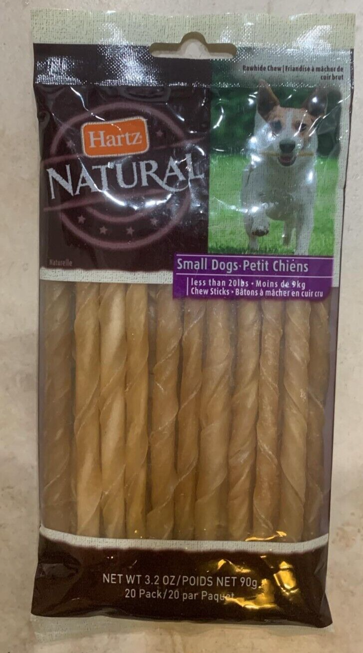 2 Pack of Hartz Natural Small Dog Beefhide Chew Stick Snacks 20 Piece ...