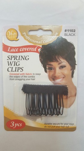 Qfitt Lace Covered Spring Wig Clips Fabric Edges Hair Comb 3pcs/1PK #1102 Black | eBay