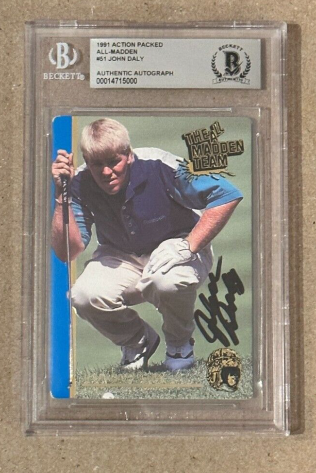 JOHN DALY SIGNED 1991 ACTION PACKED ALL MADDEN ROOKIE CARD BECKETT BAS ...