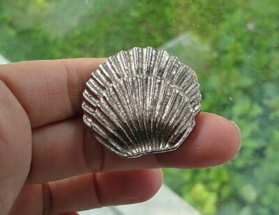 Set of 6 Distressed Finish Coastal Silver Cast Metal Scallop Shell ...