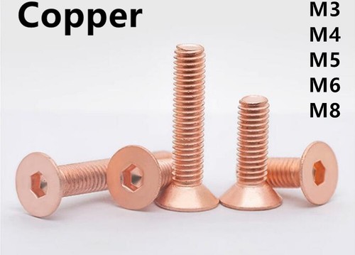 Pure Copper Hex Socket Bolts Countersunk Flat Head Screws M3 M4 M5 M6 ...