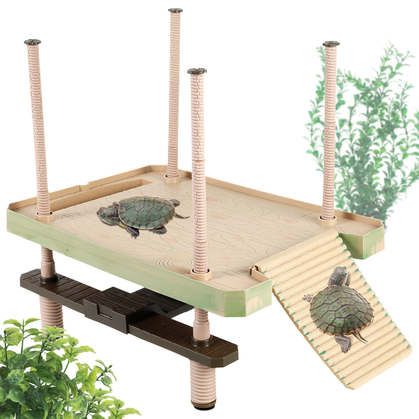 16" Turtle Pier Basking Platform Aquarium Fish Tank Reptile Floating ...