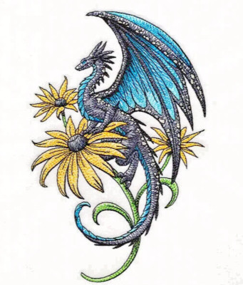 Blue Morpho Dragon and Black-Eyed Susans Quilt Block Embroidered | eBay