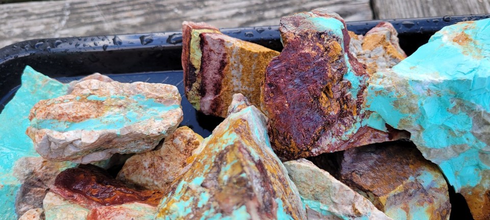 Natural Hard Untreated Tonopah NV Turquoise Royston Ribbon Rough - Half ...