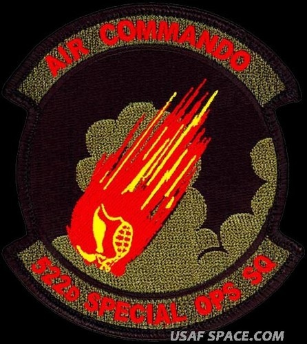 USAF 522d SPECIAL OPS SQ. SOS - AIR COMMANDO - ORIGINAL USAF DOD 4" VEL ...