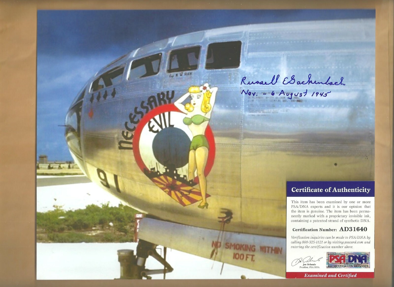 PSA/DNA Russell Gackenbach Hiroshima & Nagasaki B-29 Autographed 8x10 ...