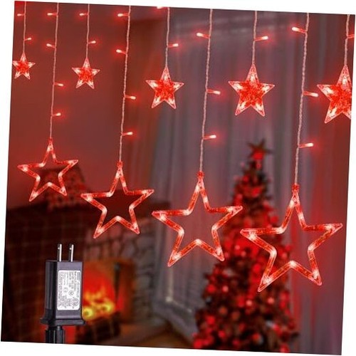 Christmas Star Icicle Lights,8.2FT Curtain String 8 Modes Memory 126LED ...